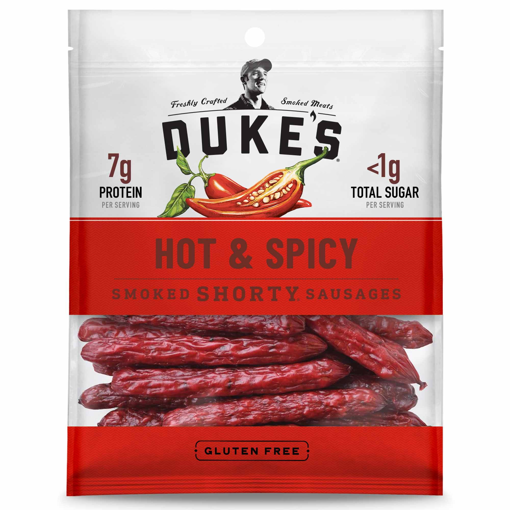 Duke's Small Hickory Smoked Pork Shorty Sausages, Hot & Spicy, Gluten ...