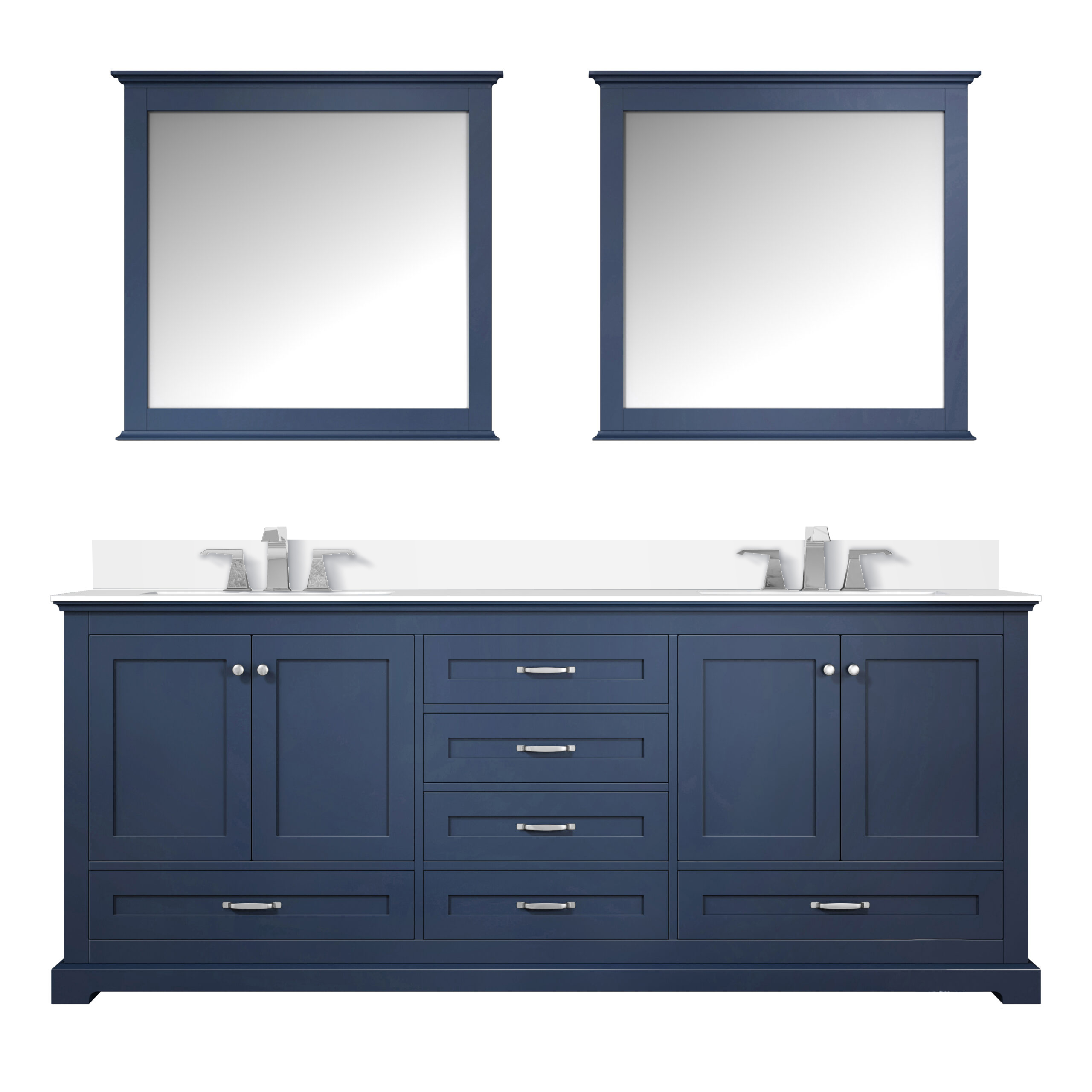 Dukes 80 in W Navy Blue Double Vanity, Cultured Marble Top, Faucet Set ...