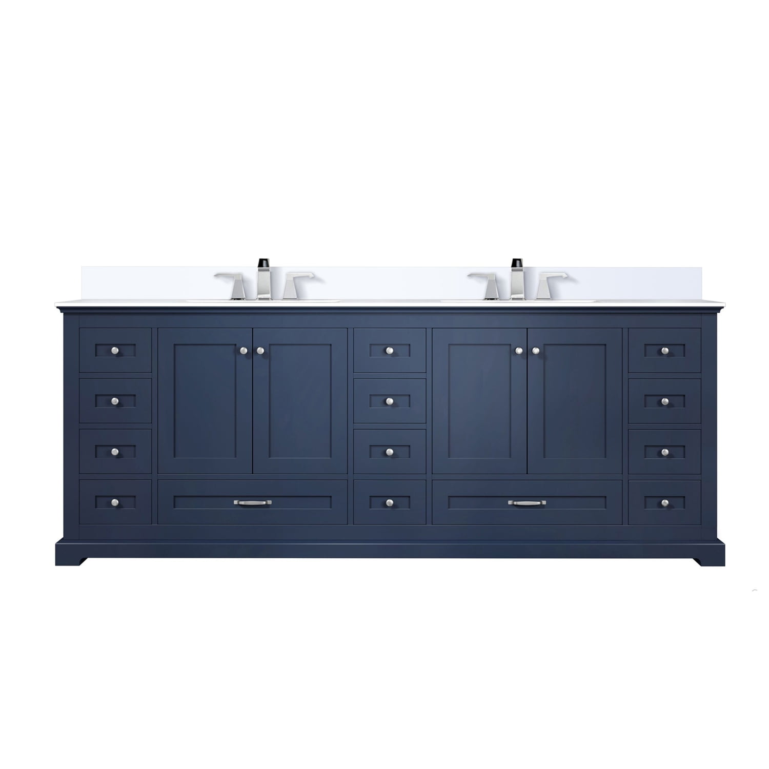 Dukes 84 in. W Navy Blue Double Bath Vanity, Cultured Marble Top, and ...