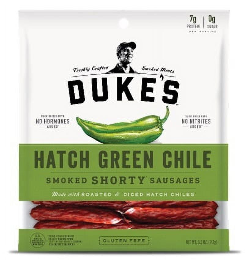 Duke's Hatch Green Chile Smoked Shorty Sausages 5 oz. [Pack of 8 ...