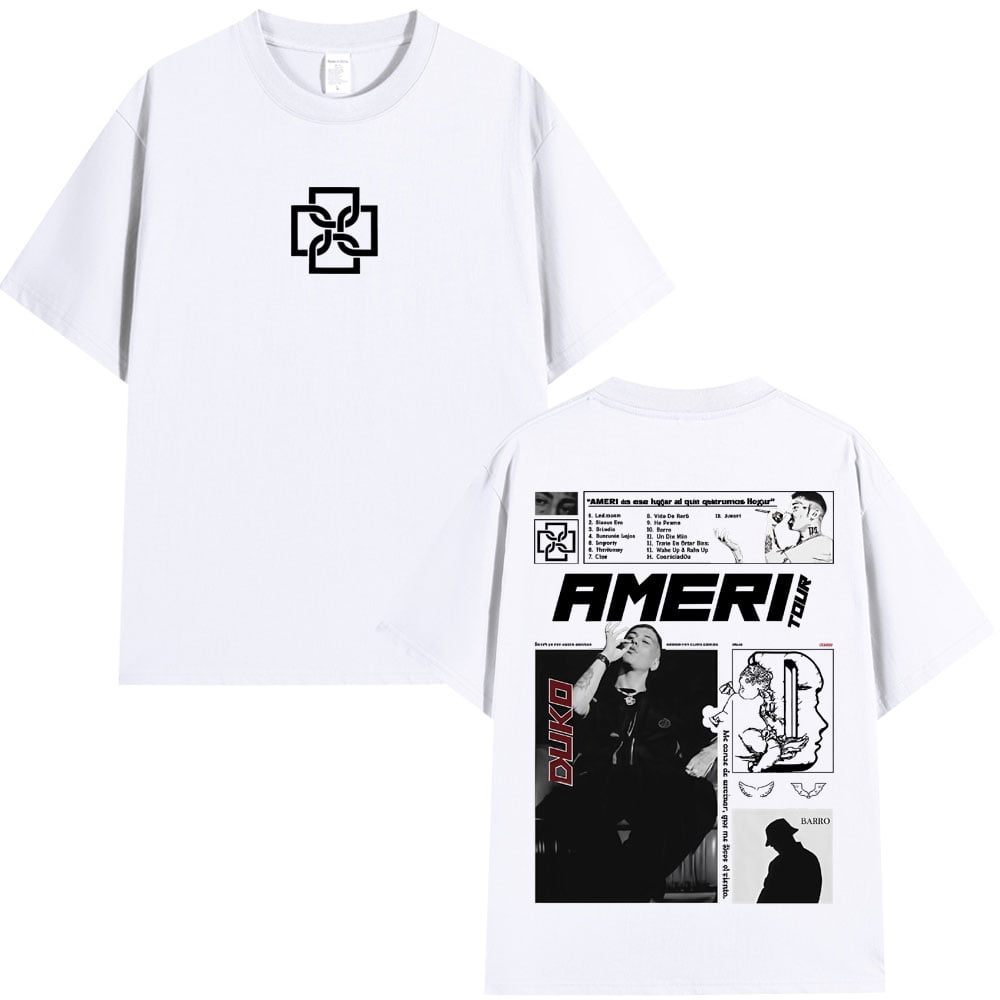 Duki Ameri Tour Merch Unisex Oversized Soft Cotton Graphic O-Neck T-Shirt - Retro Latin Hip Hop ...