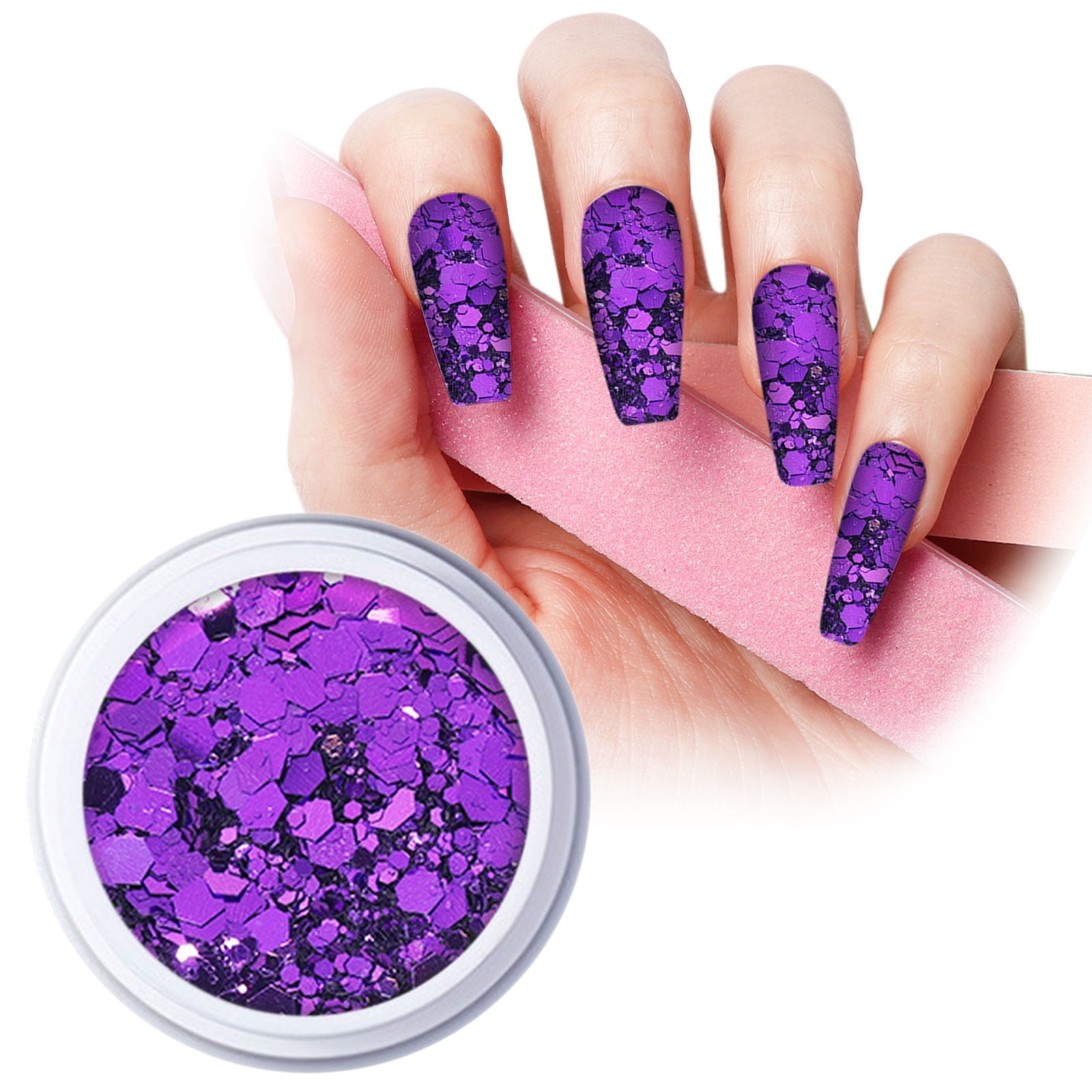 Duklien Nail Powder Nail Sequins Glitter Powder Patch Diy Super Glitter ...