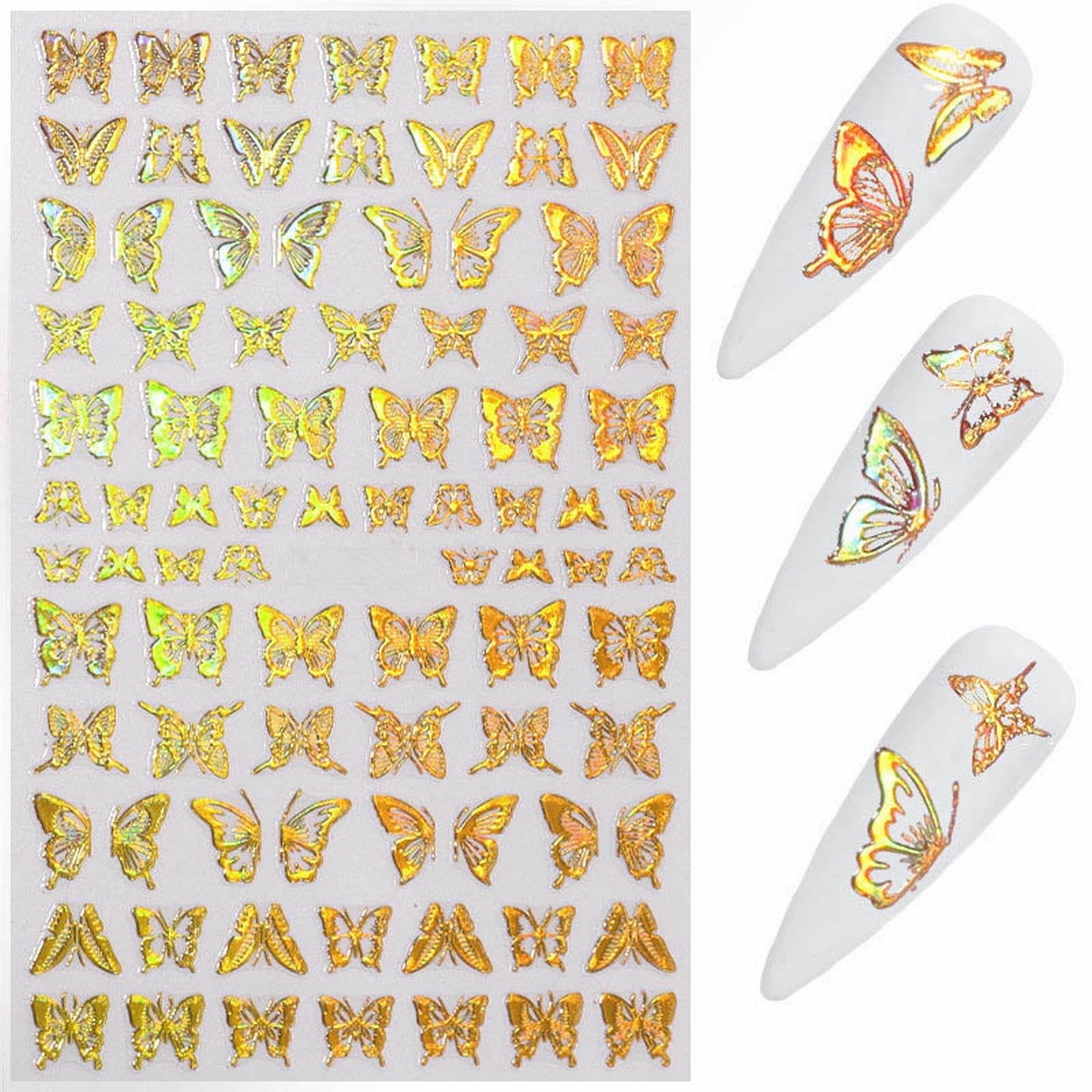 Duklien Nail Stickers Butterfly Manicure Sticker, 3D Butterfly Nail ...