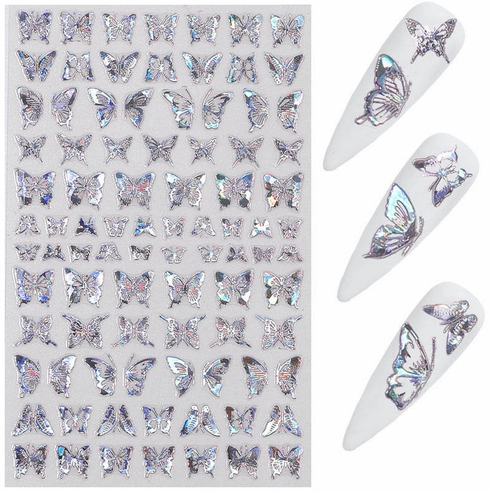 Duklien Nail Stickers Butterfly Manicure Sticker, 3D Butterfly Nail ...