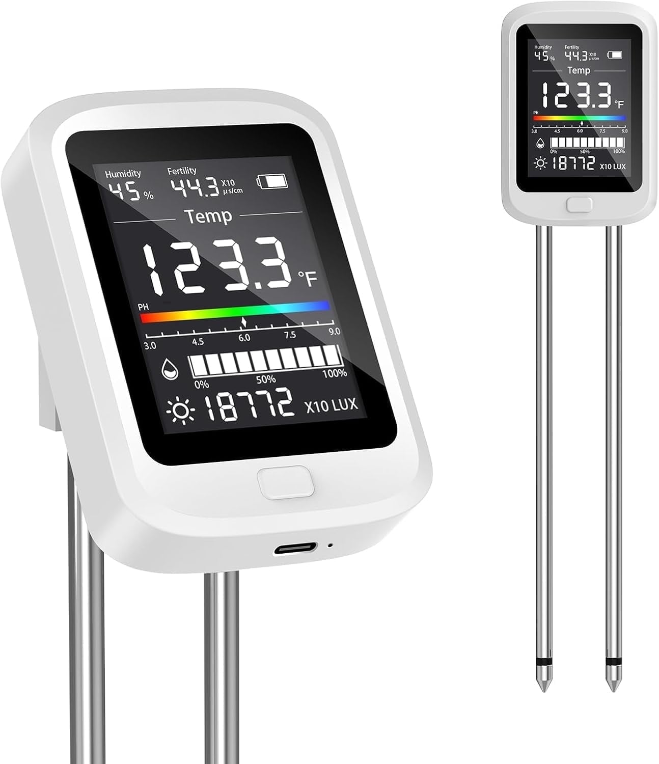 Duklik 6-in-1 Soil Moisture Meter with pH, Plant Water Meter, Digital ...