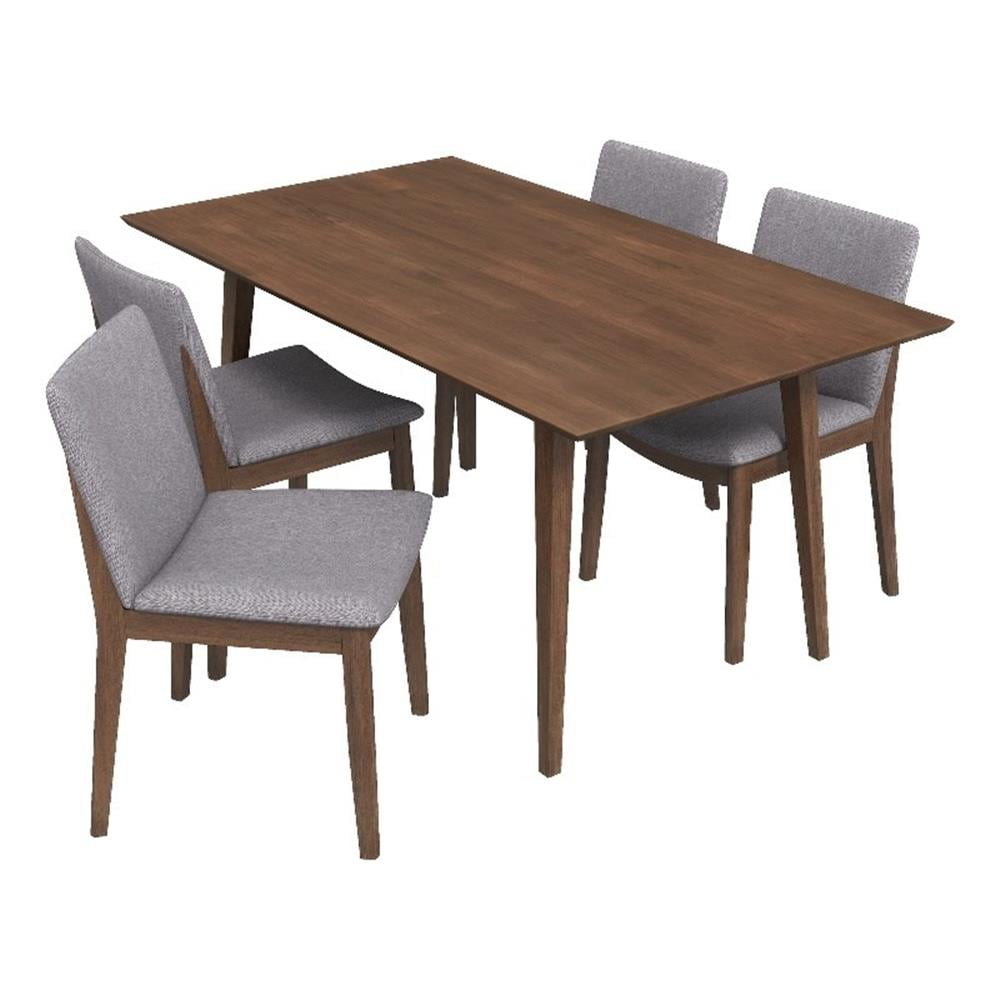 Dulce Modern Solid Wood Walnut Dining Table and 4 Chair Set - Walmart.com