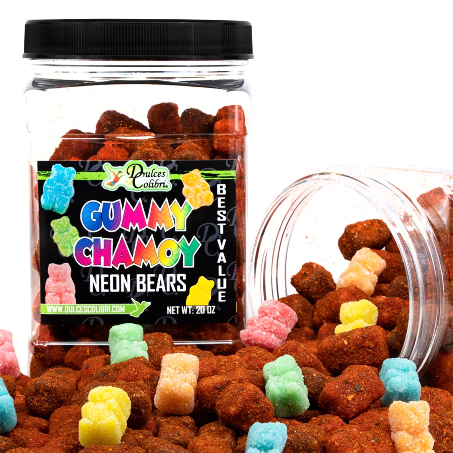 Dulces Colibri - Best Value Jar | Dry Chamoy Coated Neon Bears | Mess ...
