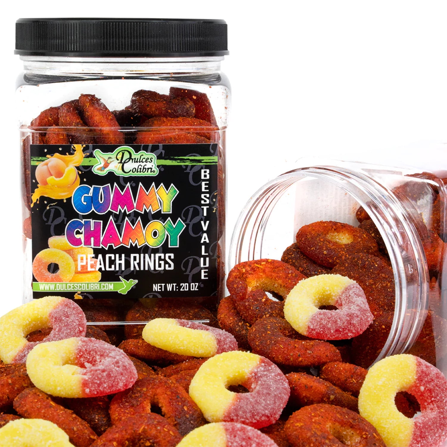 Dulces Colibri - Best Value Jar | Dry Chamoy Coated Peach Rings | Mess ...