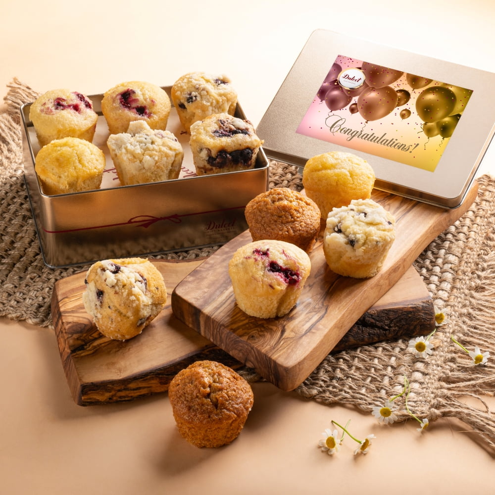 Dulcet GIft Baskets Congratulations Muffin Assortment Tin, Fresh and ...