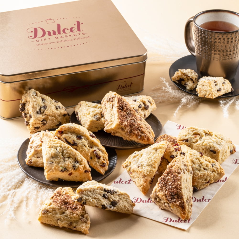 Dulcet Gift Baskets Artisan Scone Food Gift Tins, Gourmet Pastries ...