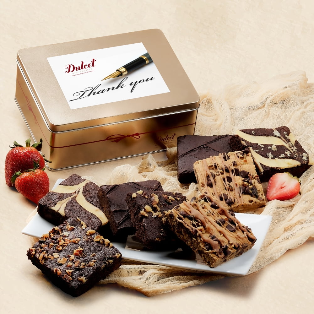 Dulcet Gift Baskets Fresh Baked Bakery Fudge Brownie Thank You Gift Tin ...