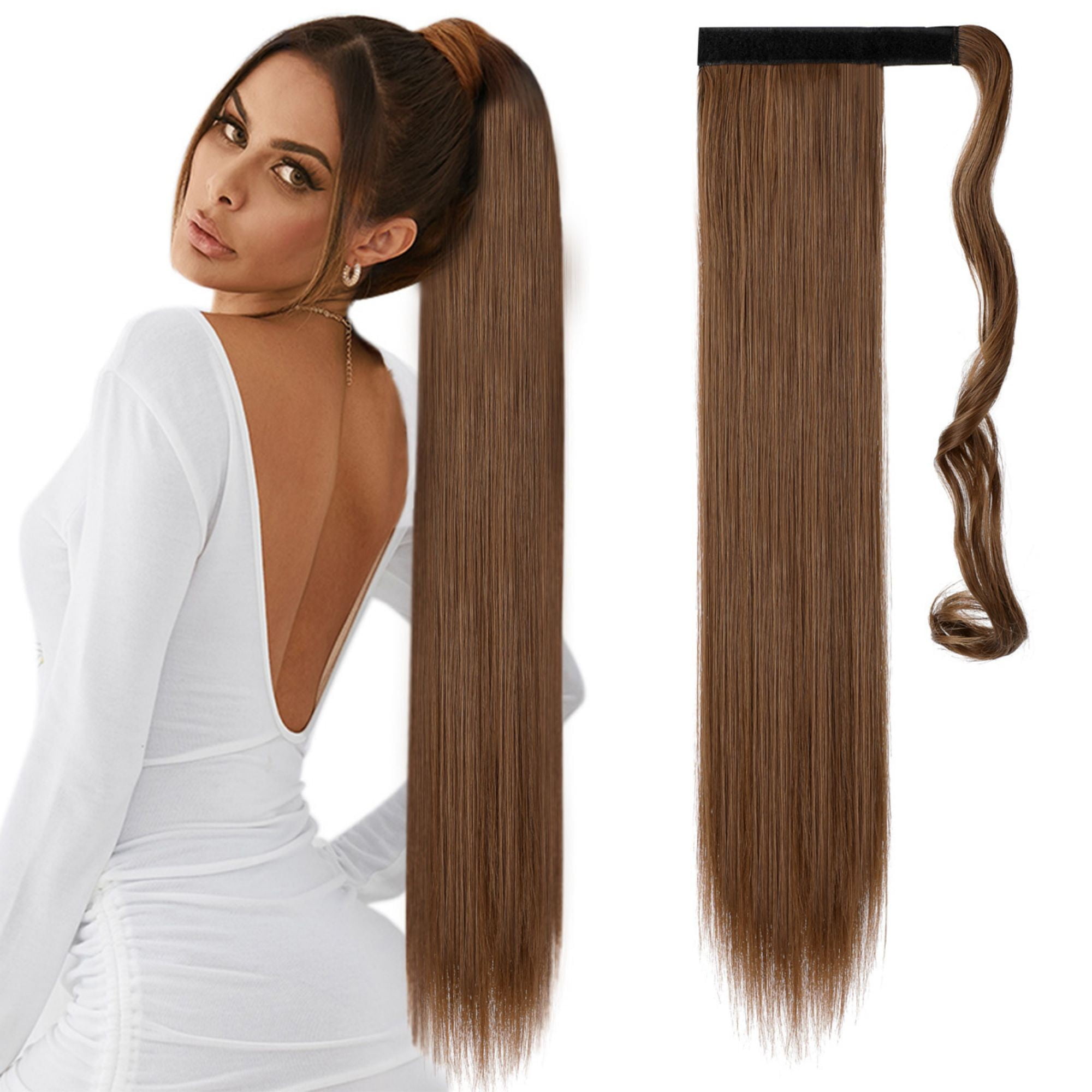 Dulchany Clip in Ponytail Extension Wrap Around Long Straight Pony Tail ...