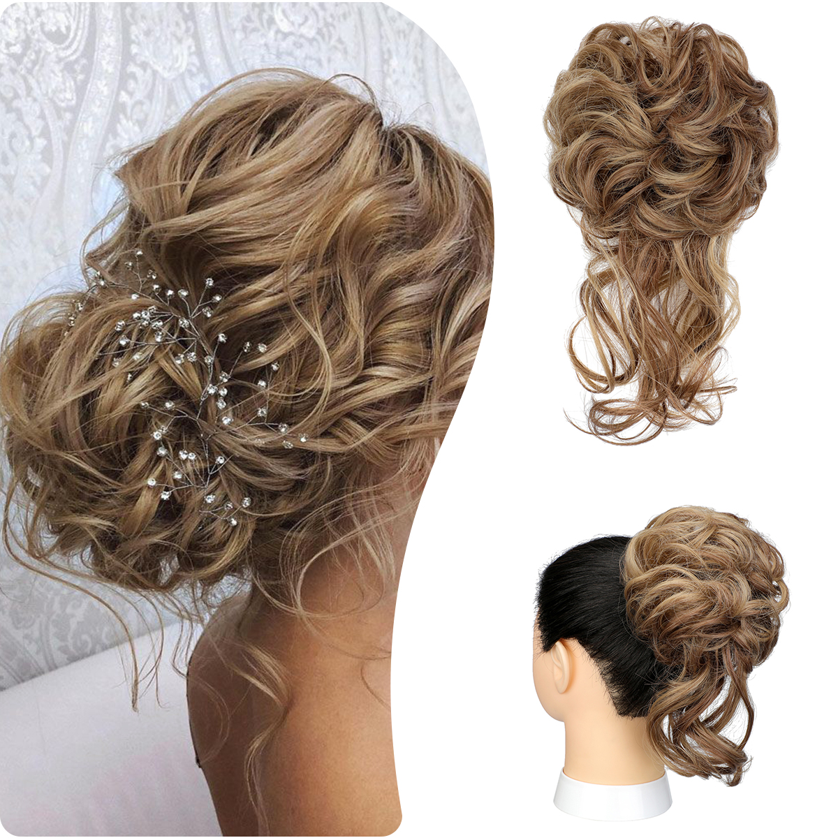 Dulchany Messy Bun Hair Piece Tousled Updo Hair Buns Extension Elastic ...