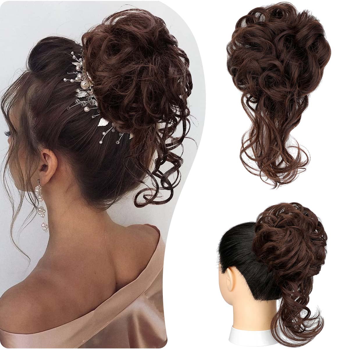 Dulchany Messy Bun Hair Piece Tousled Updo Hair Buns Extension Elastic ...
