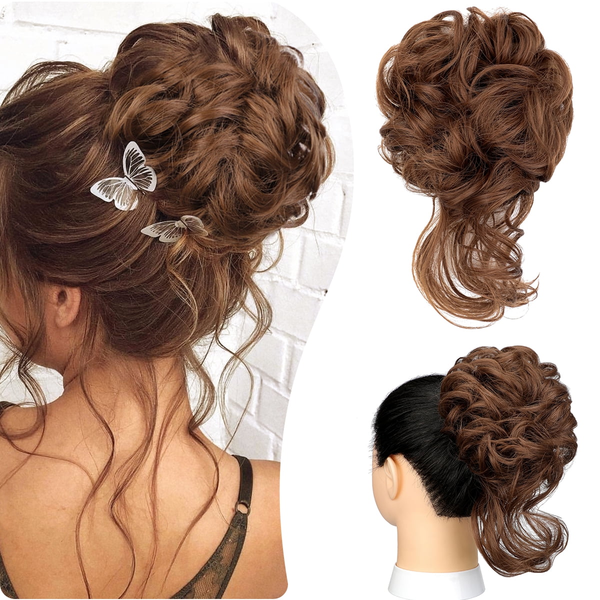 Dulchany Messy Bun Hair Piece Tousled Updo Hair Buns Extension Elastic ...