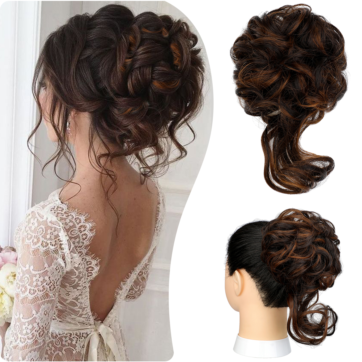 Dulchany Messy Bun Hair Piece Tousled Updo Hair Buns Extension Elastic ...