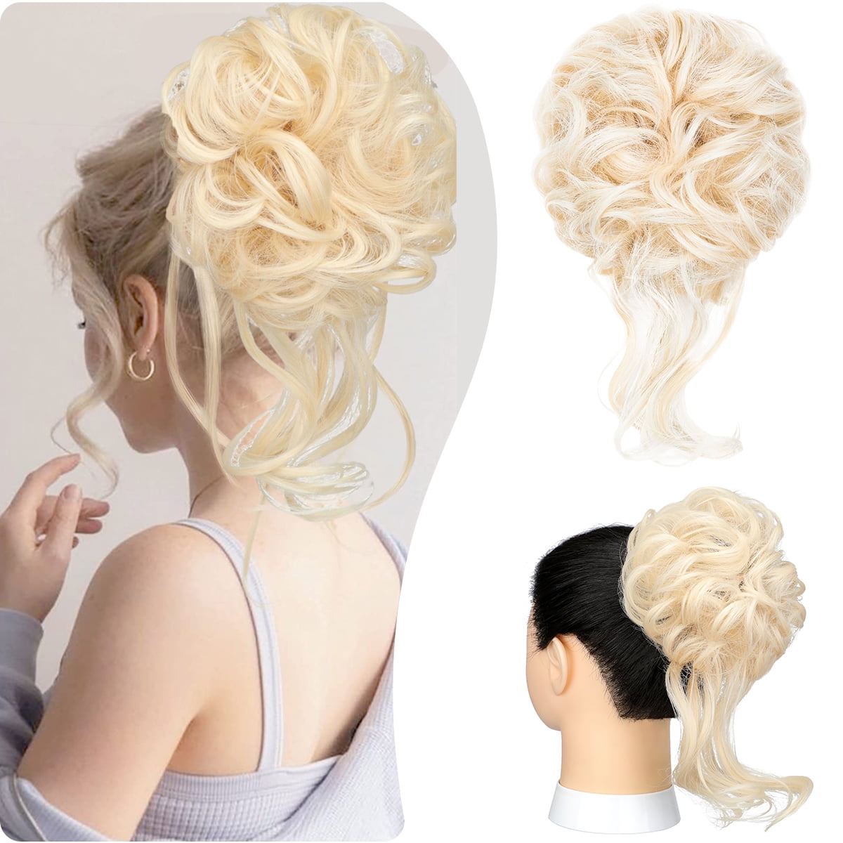 Dulchany Messy Bun Hair Piece Tousled Updo Hair Buns Extension Elastic ...