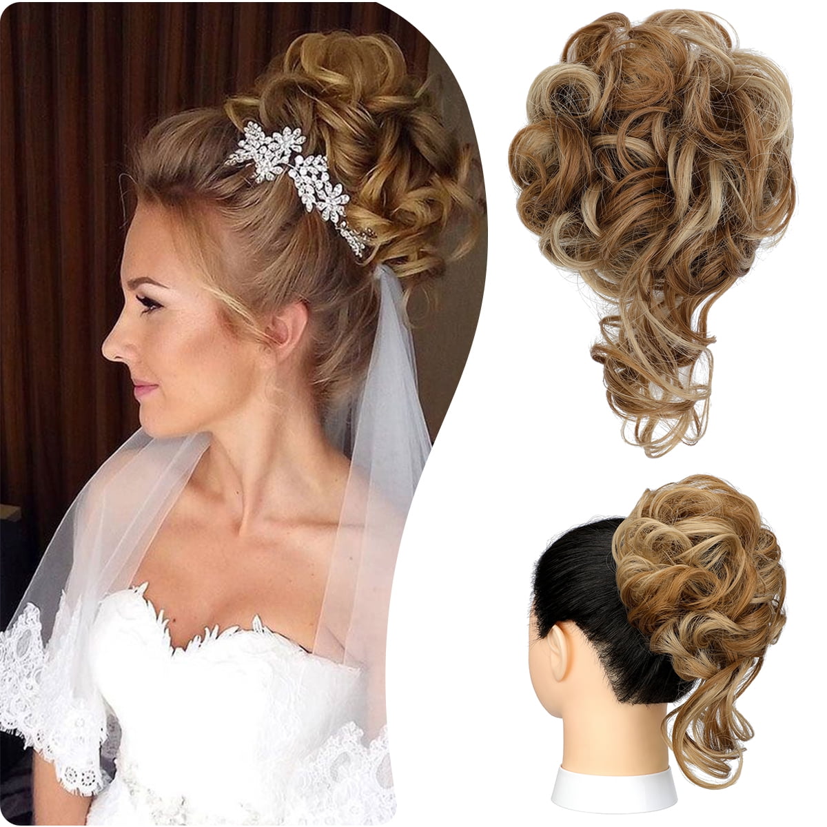 Dulchany Messy Bun Hair Piece Tousled Updo Hair Buns Extension Elastic ...
