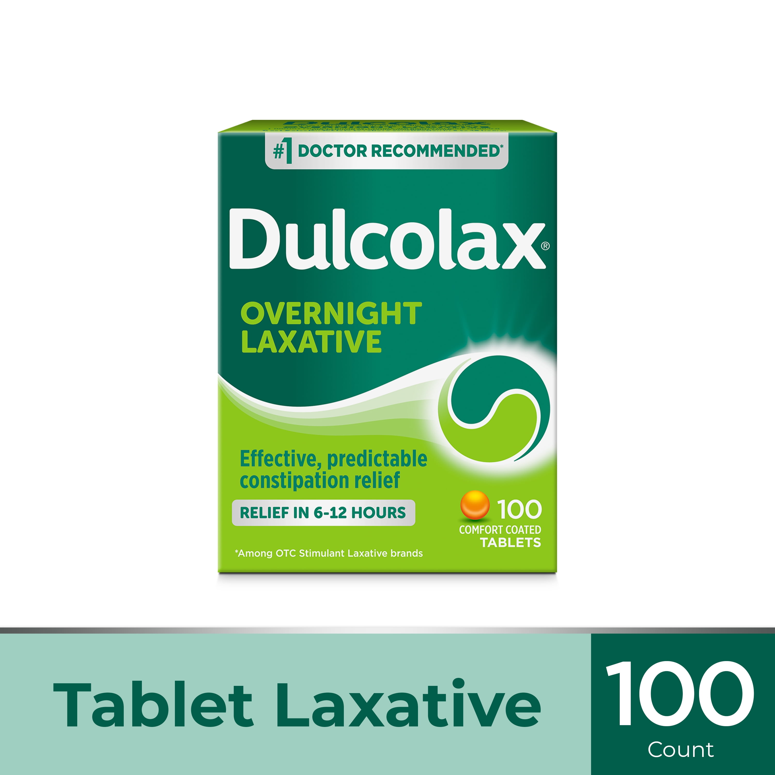Dulcolax Bisacodyl Stimulant Laxative Pills for Overnight Constipation Relief, 5 mg, 100 Tablets ...