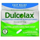 Dulcolax Medicated Laxative Suppositories, Relief Constipation, 4ct, 5 ...