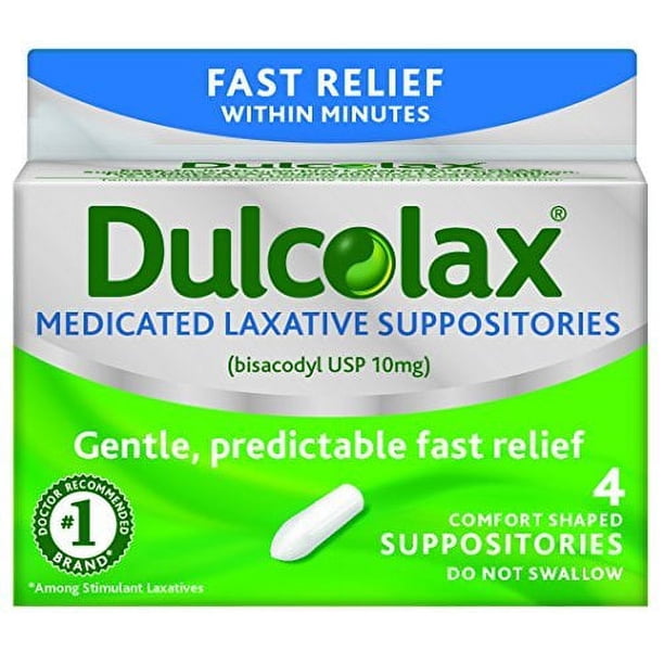 Dulcolax Medicated Laxative Suppositories, Relief Constipation, 4ct, 5 ...
