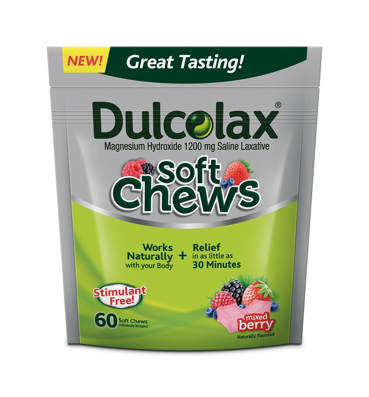 Dulcolax Mixed Berry Saline Laxative Soft Chews with Magnesium ...