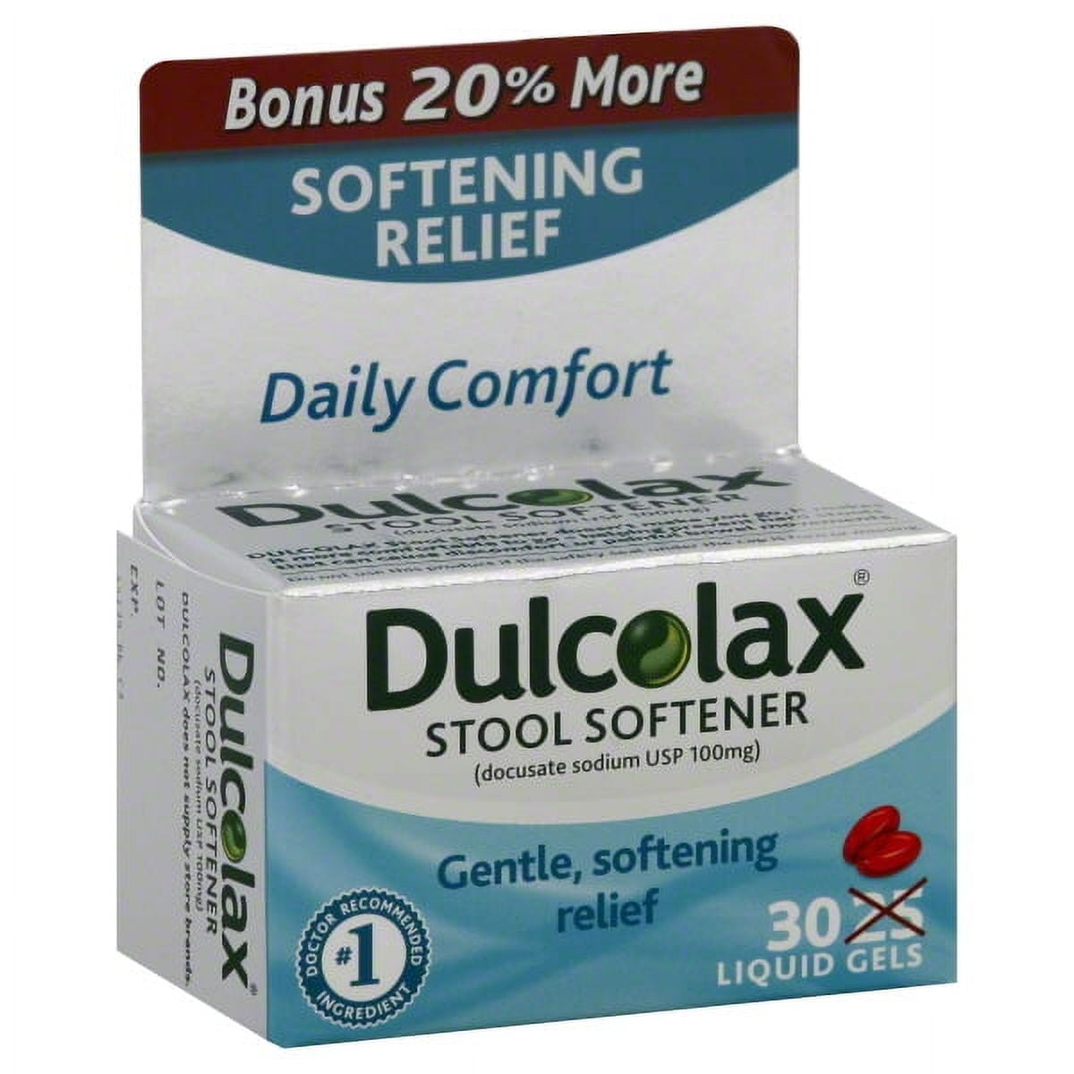 Dulcolax Stool Softener Laxative Liquid Gel Tablets for Gentle ...