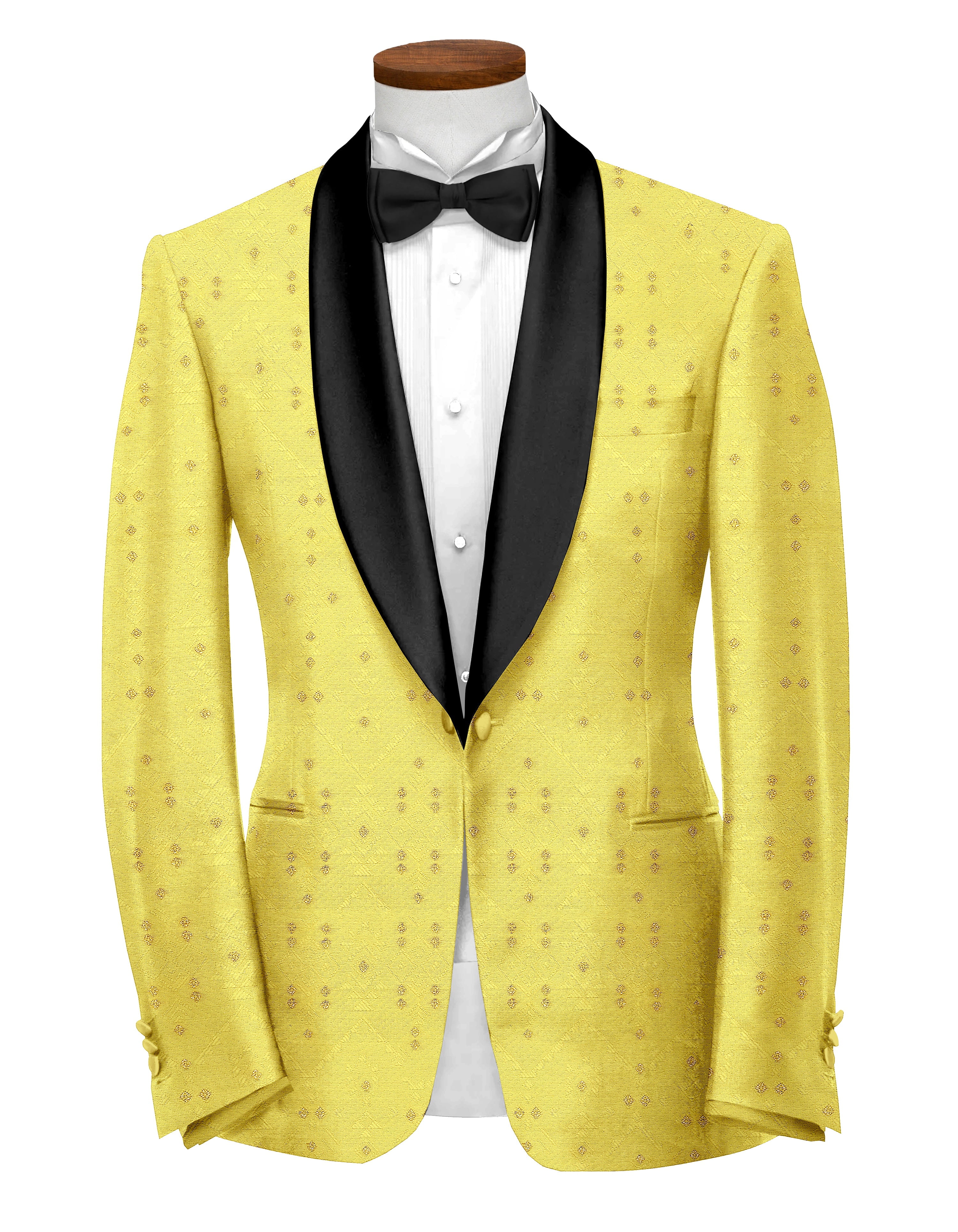 Dull Yellow Men's Party Jacquard Suit Jacket Slim Fit Blazer - Walmart.com
