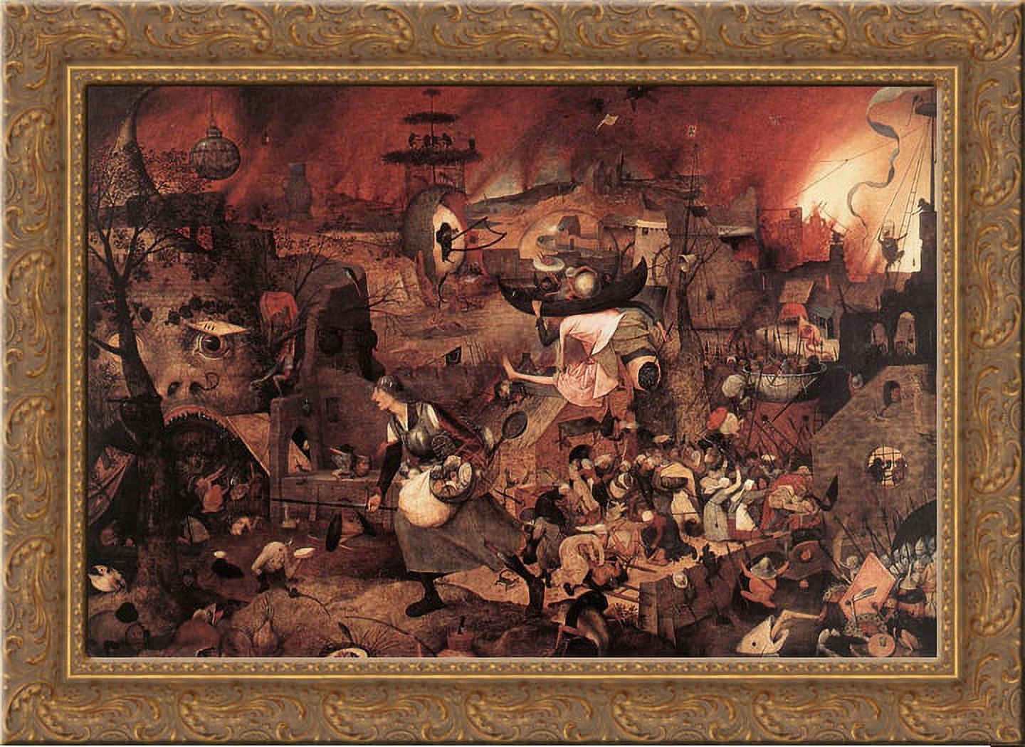 Dulle Griet (Mad Meg) 24x18 Gold Ornate Wood Framed Canvas Art by ...
