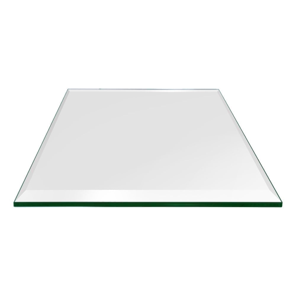 Dulles Glass 20" Square Table Top 1/2" Thick, Beveled Polished Tempered ...