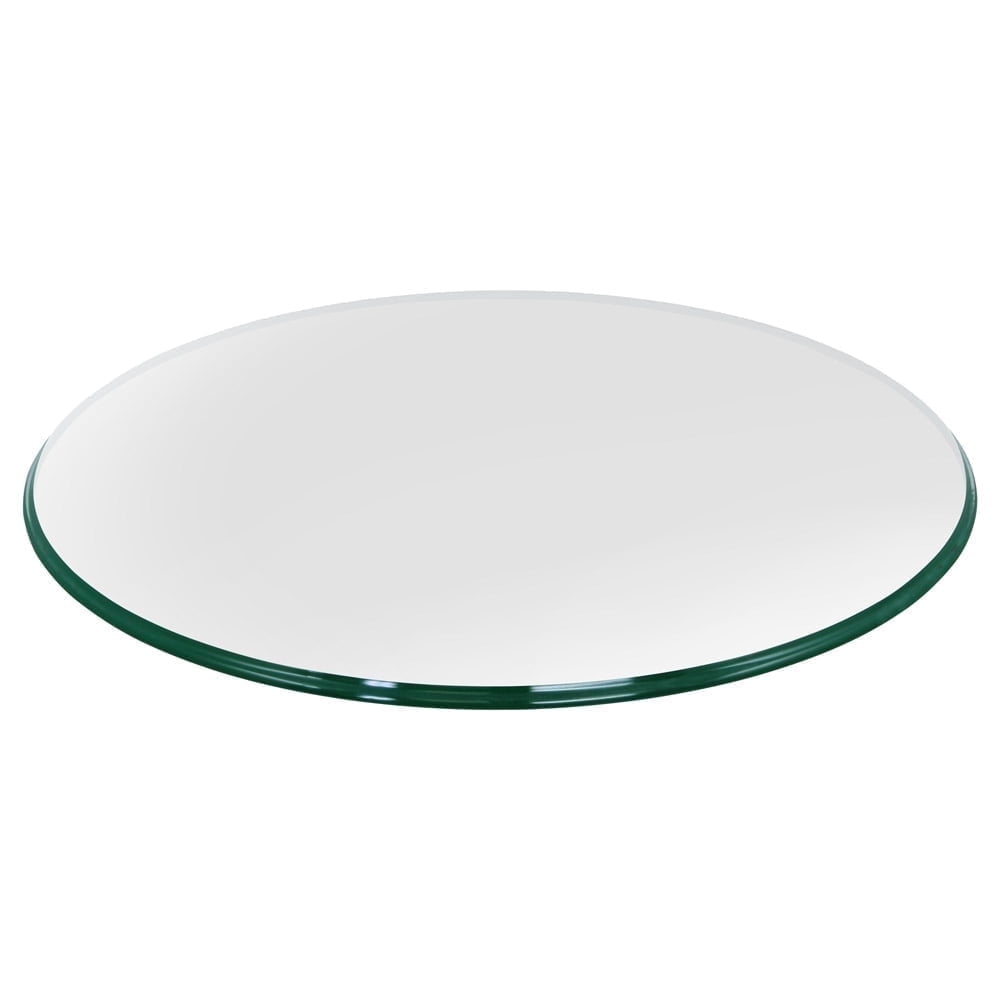 Dulles Glass 24" Round Tempered Glass Table Top, 1/2" Thick, Ogee Edge ...