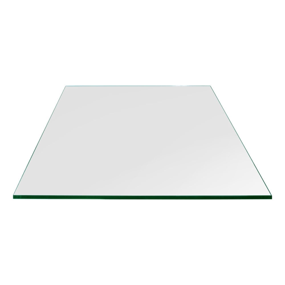 Dulles Glass 34" Square Tempered Glass Table Top, 1/4" Thick, Flat ...