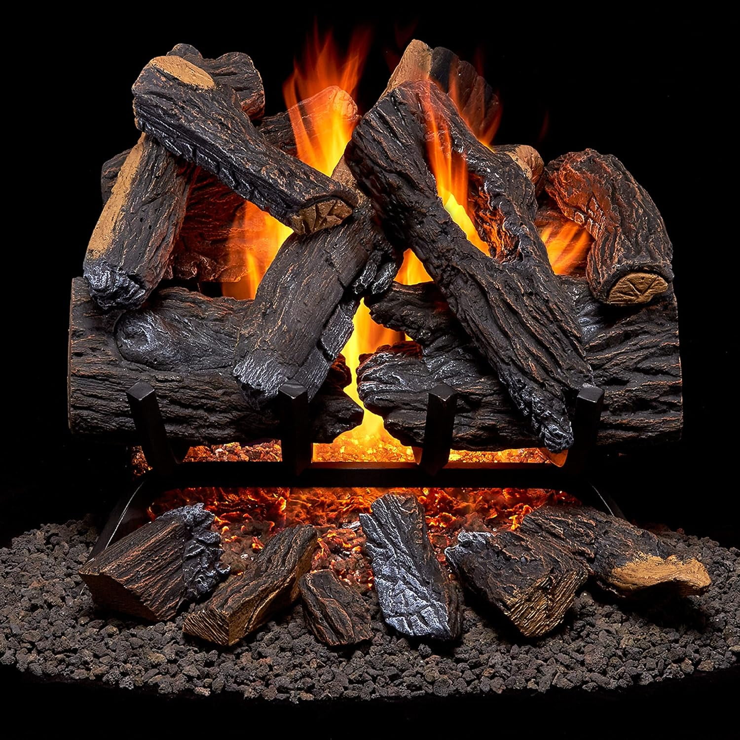 Duluth Forge FNVL18-1 Natural Gas Vented Fireplace Logs Set with Match ...