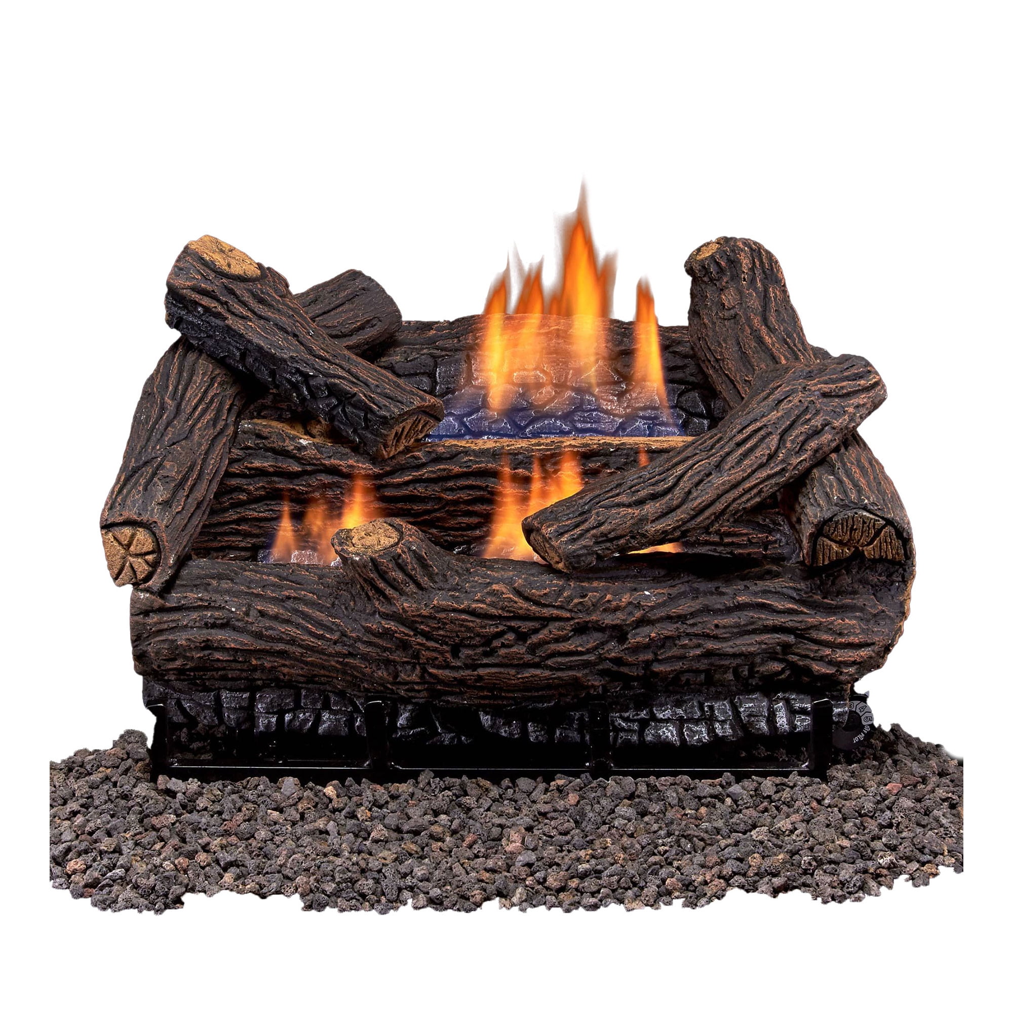 Duluth Forge Vent less Dual Fuel Gas Log Set - 18 in. Stacked Red Oak, 30,000 BTU, Remote ...