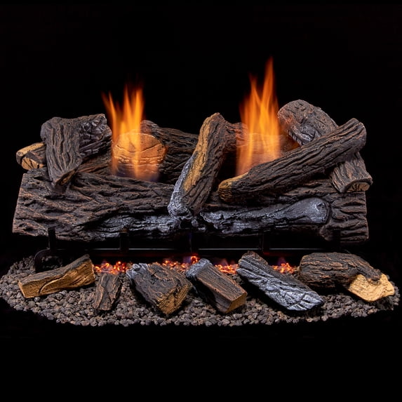 Duluth Forge Ventless Dual Fuel Gas Log Set - 24 in. Stacked Oak ...