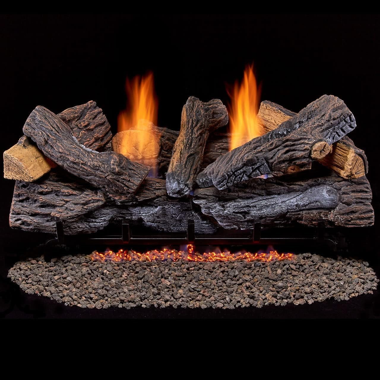 Duluth Forge Ventless Dual Fuel Gas Log Set - 30 in. Stacked Oak ...