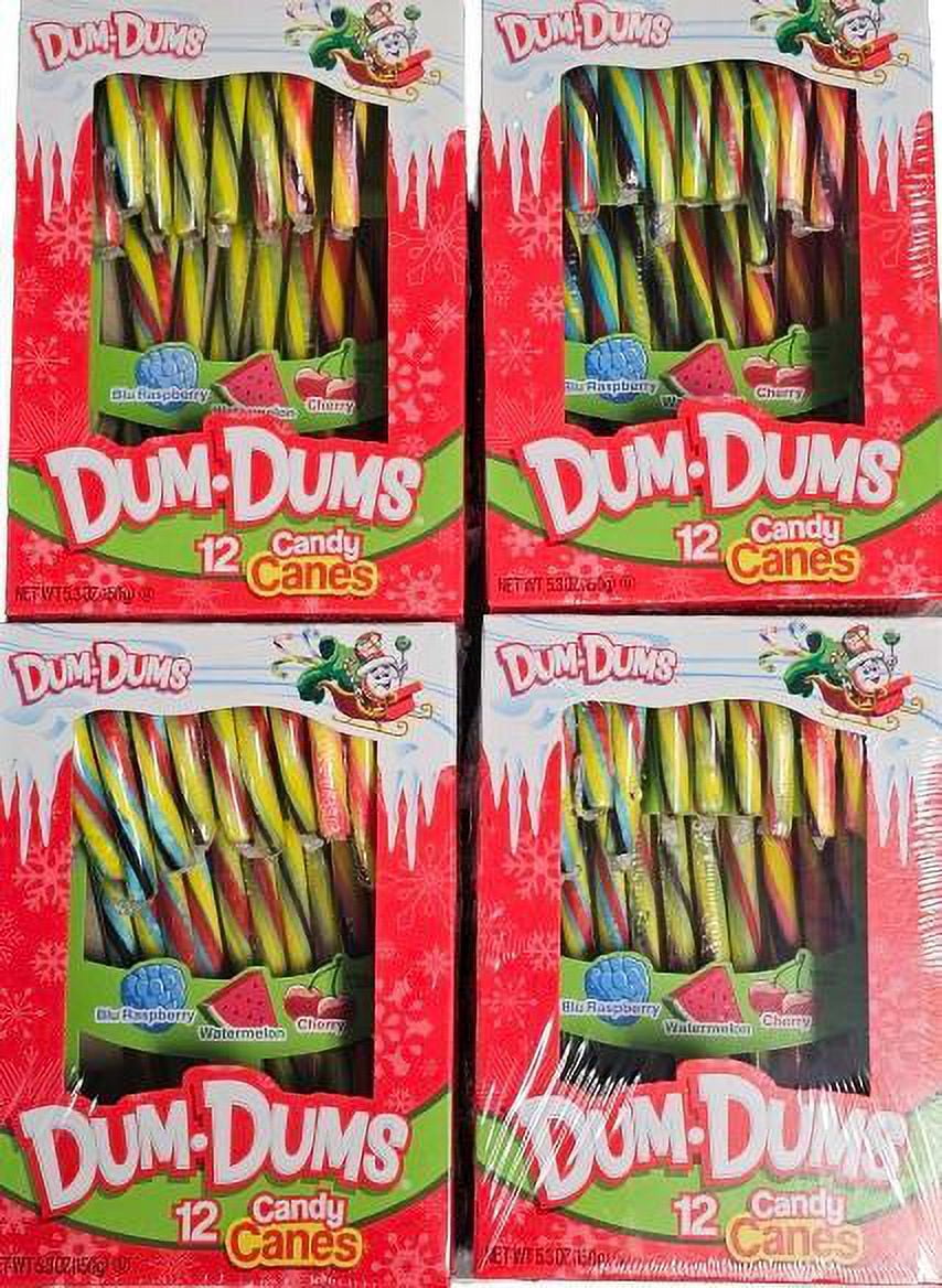 Dum-Dums Candy Canes 4/12 ct Boxes Exp 9/25 Watermelon, Cherry, Blu ...