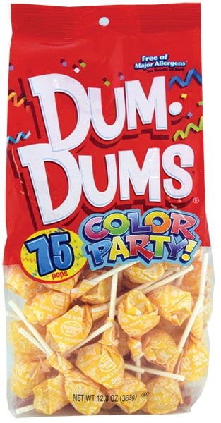 Spangler Candy Dum Dums Color Party Lollipops, Yellow Cream Soda Flavor ...