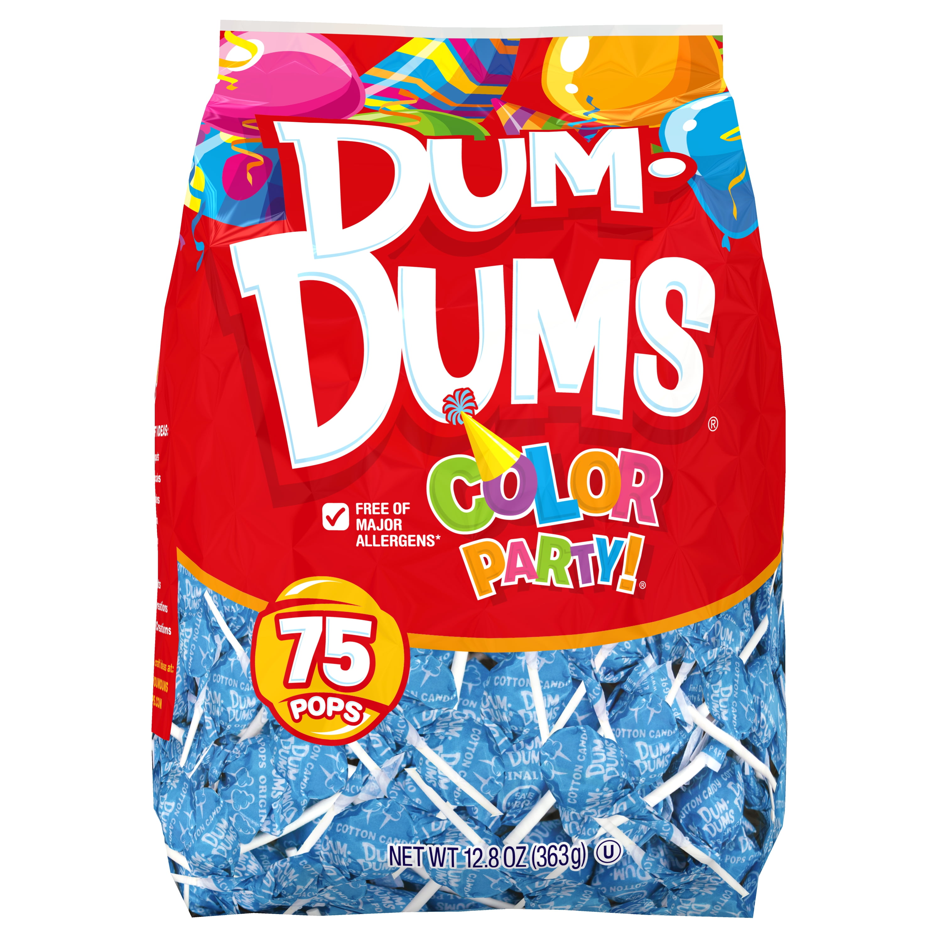 Dum Dums Color Party Lollipops, Ocean Blue, Cotton Candy Flavor, 12.8oz ...