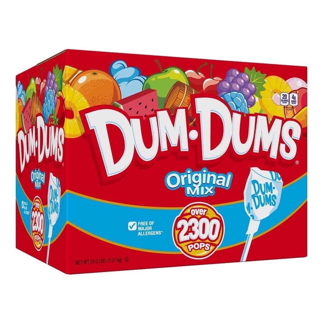 Dum Dums Lollipops Original Mix Flavors 2300 Count Bulk Red Case ...