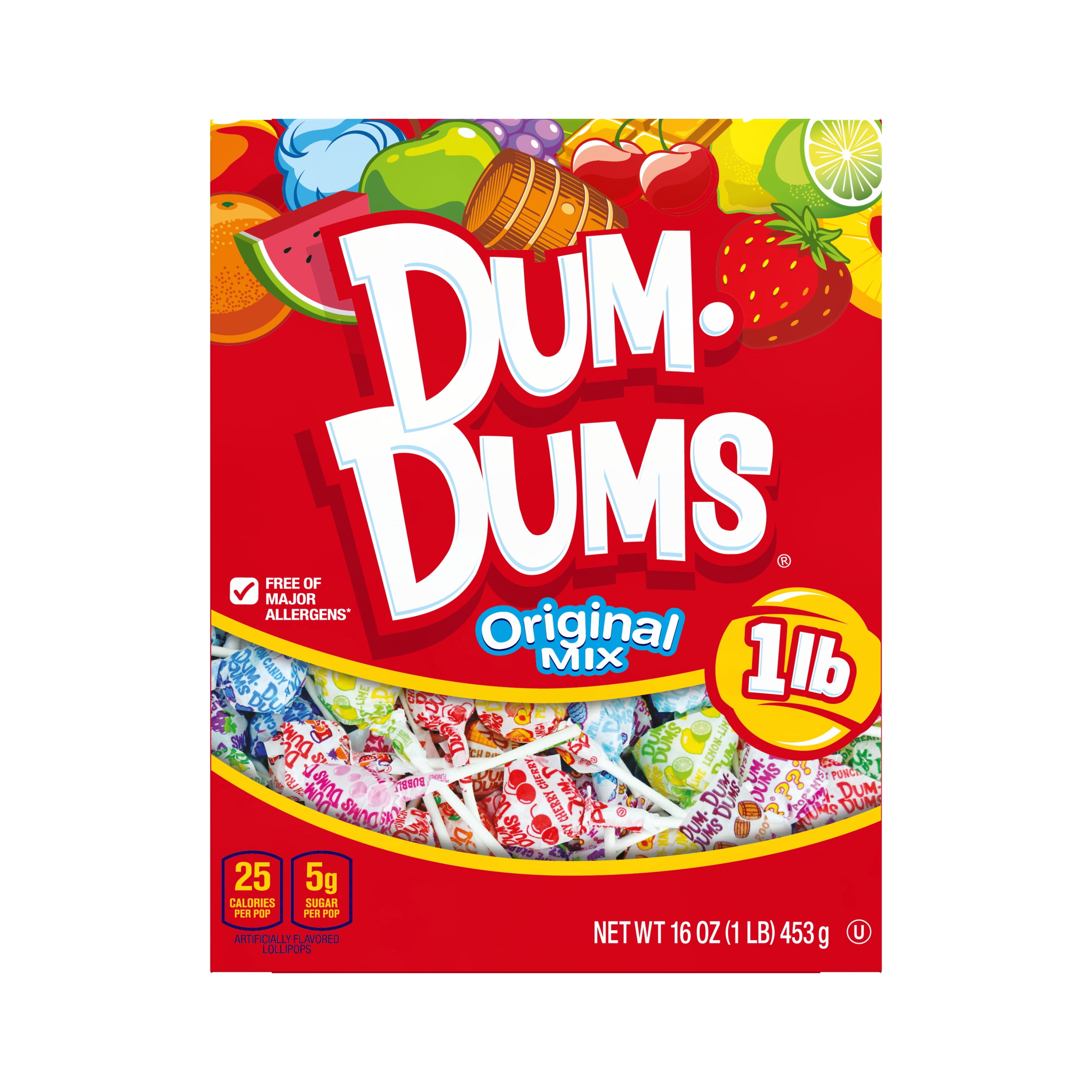 Dum Dums Original Mix, Watermelon & Other Fruity Flavors Lollipops ...