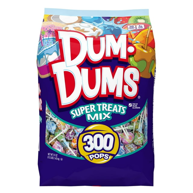 Dum Dums Super Treats Flavor Mix Lollipops & Suckers, Party Candy Hard ...