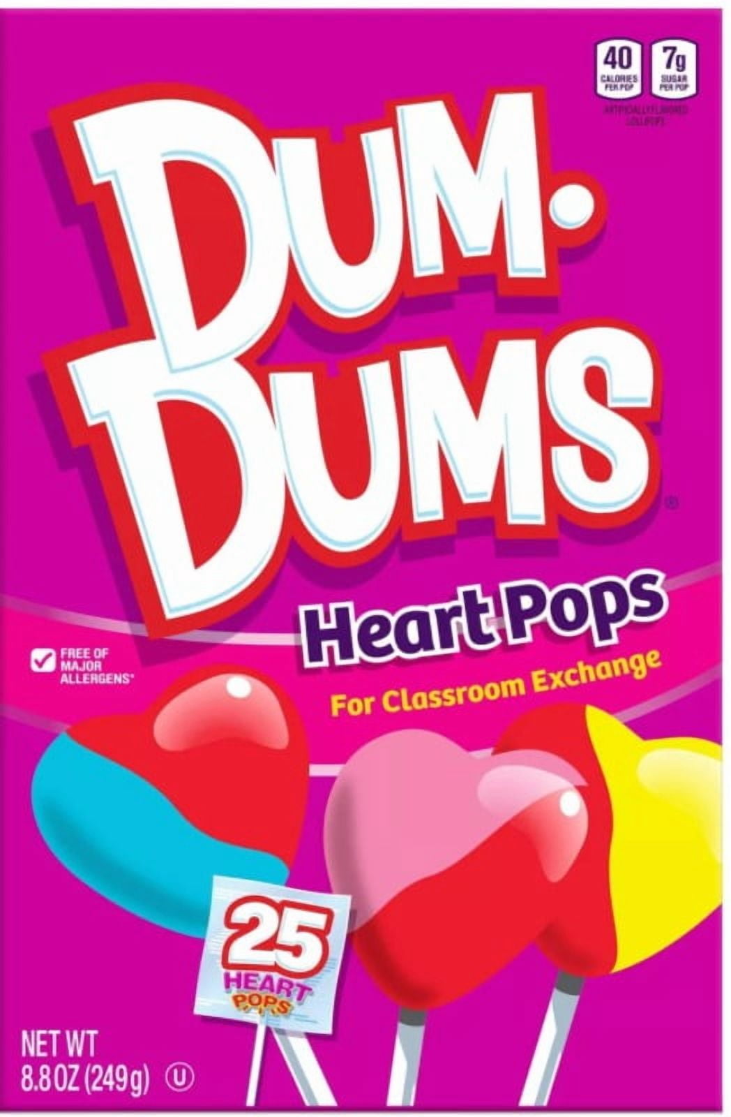DumDums Valentine's Day Heart Pops Classroom Exchange Box - 8.8oz/25ct ...
