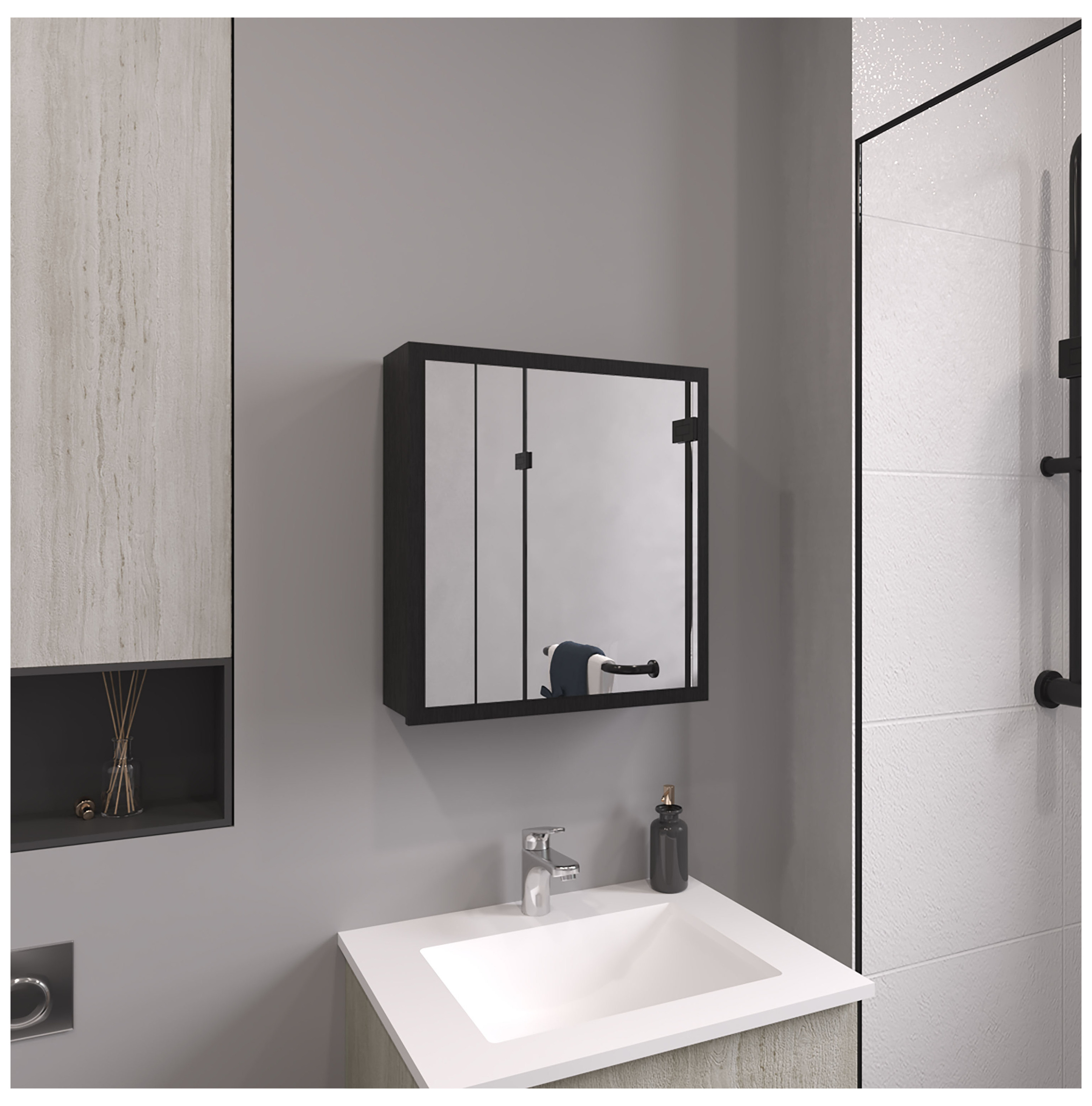 Duma 21.1" H x 19.7" W Mirror Medicine Cabinet, One door with Four ...