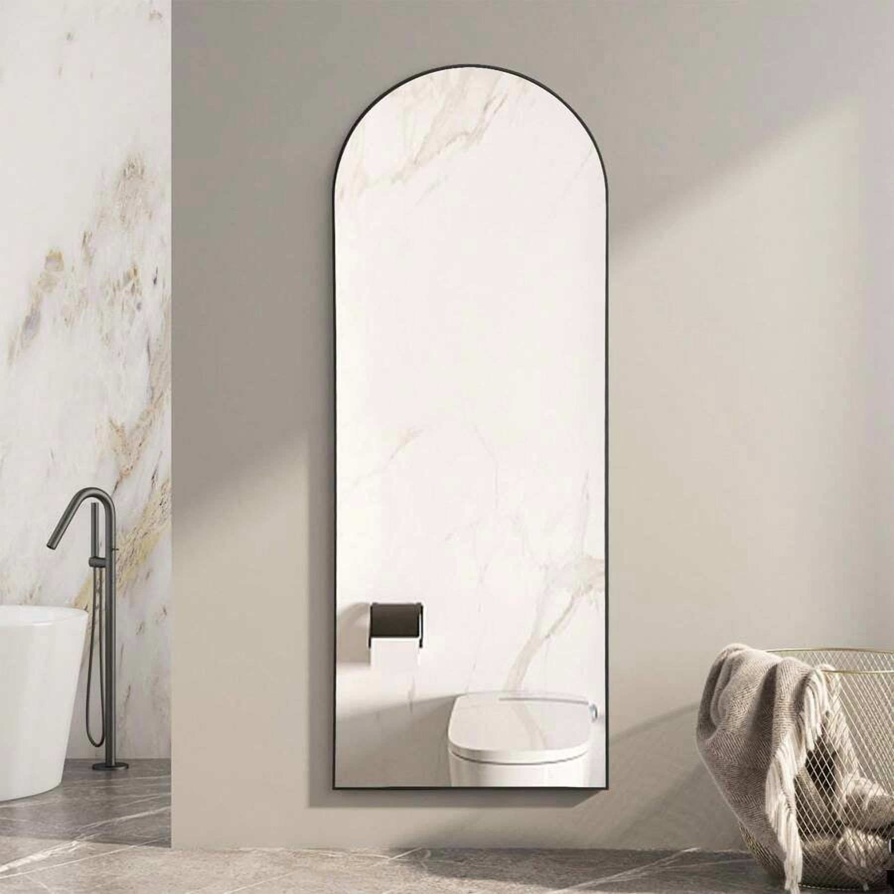 The Dumas arched full-length mirror frame with crispy texture, a 64"×21 ...