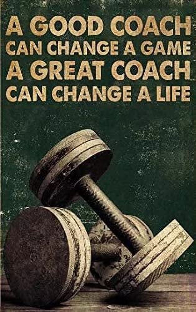 Dumbbell A Good Coach Vintage Retro Collectible tin Sign Wall ...