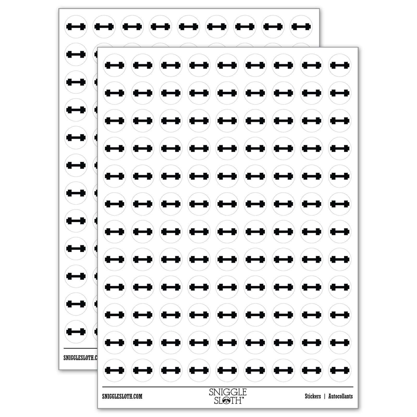 Dumbbell Barbell Weight Lifting Solid 200+ Round Stickers - White ...