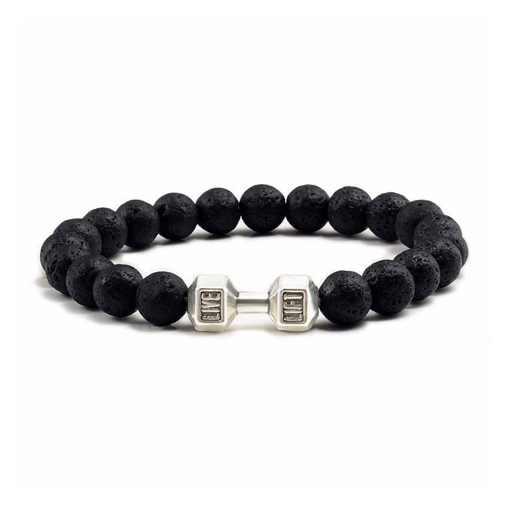 Dumbbell Bracelets,Volcanic Rock Anxiety Bead Gym Bros Bracelet,Fitness ...