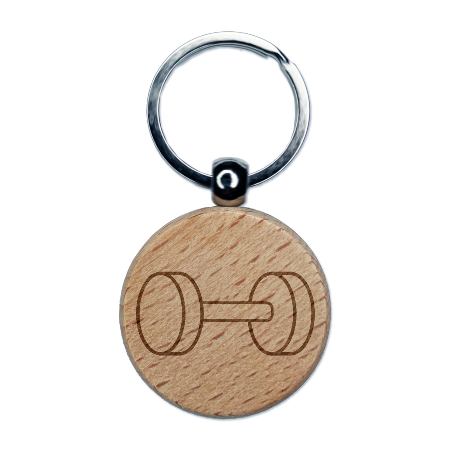 Dumbbell Gym Workout Exercise Round Keychain Charm Tag - Engraved Wood ...