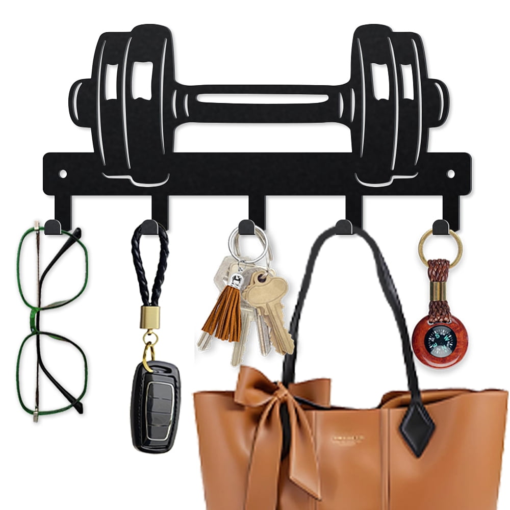 Dumbbell Metal Key Hooks 9.8×4.7 Inch Fitness Equipment Wall Mounted ...